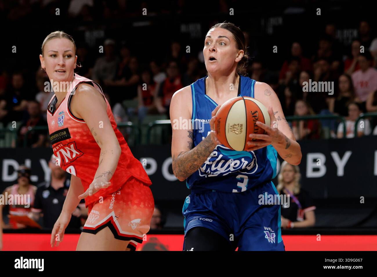 Cayla George of the Flyers in action during the WNBL Round 8 match ...