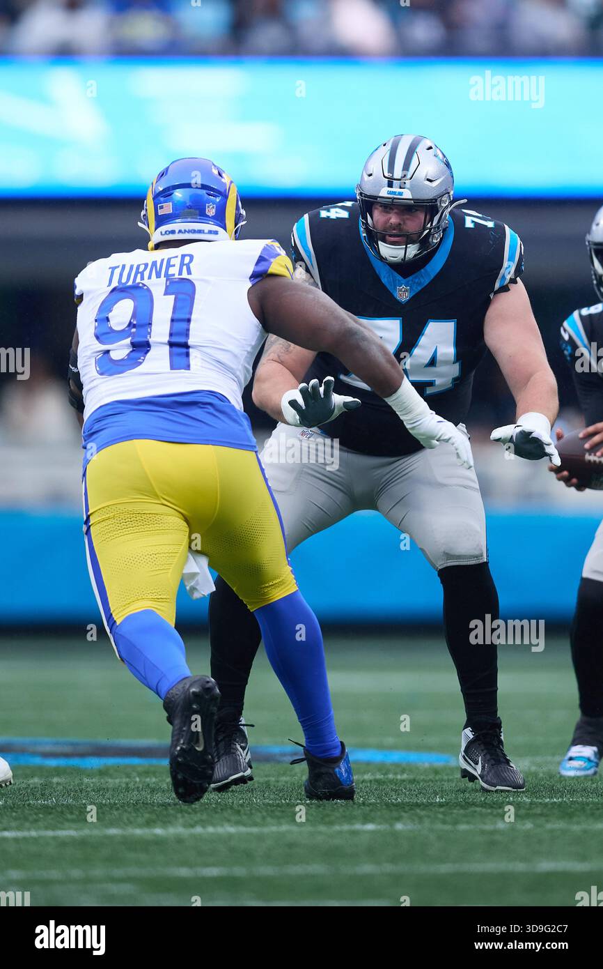 Carolina Panthers offensive tackle Jake Curhan (74) prepares to block ...
