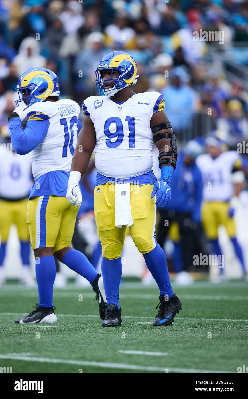 Los Angeles Rams defensive end Kobie Turner (91) lines up on defense ...