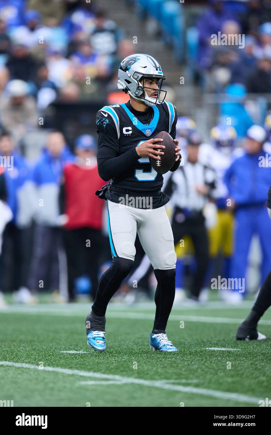 Carolina Panthers quarterback Bryce Young (9) drops back to pass ...