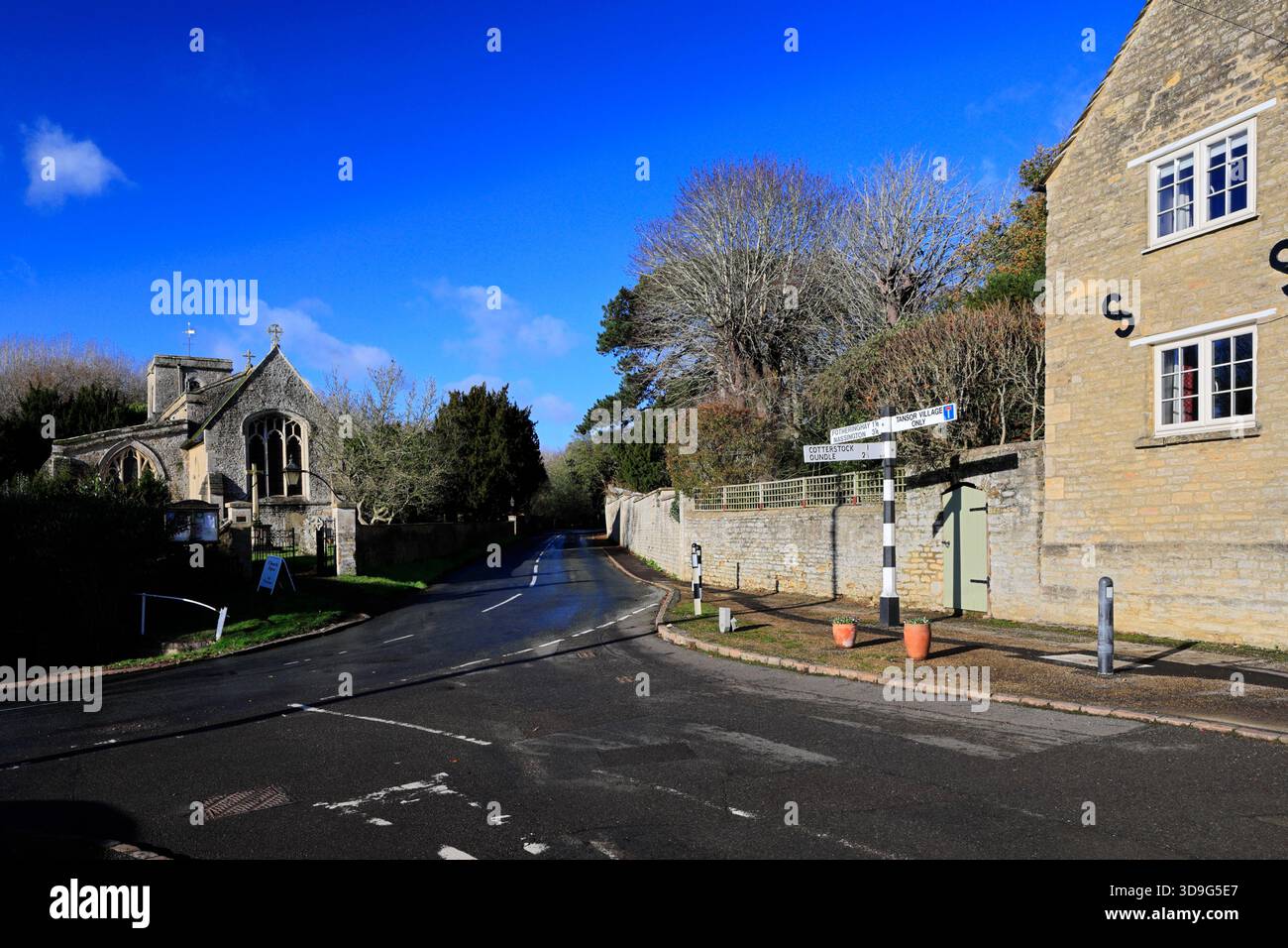 View of St Marys church and Tansor village, Northamptonshire; England ...