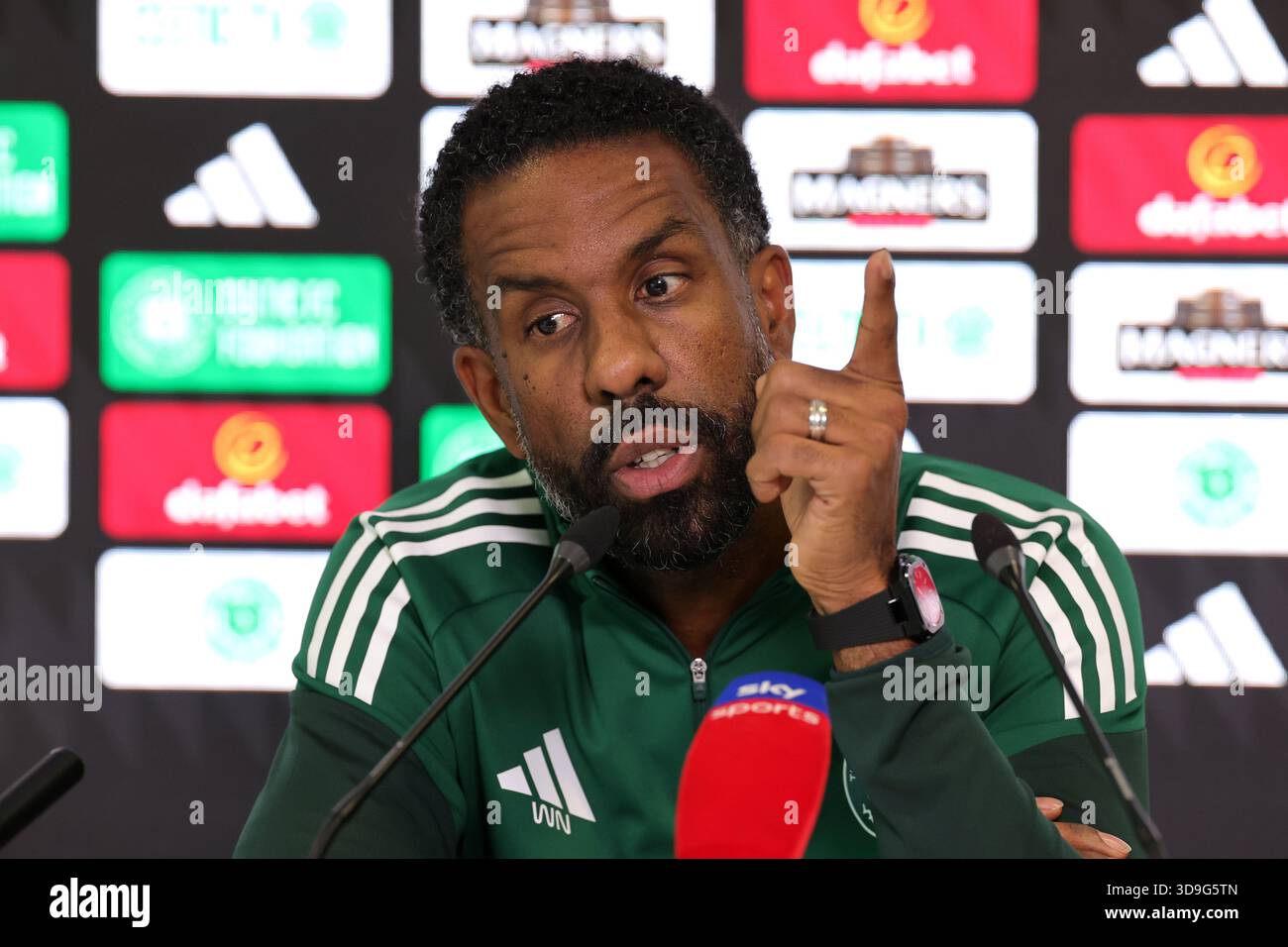 Celtic manager Wilfried Nancy during a press conference at Celtic FC ...