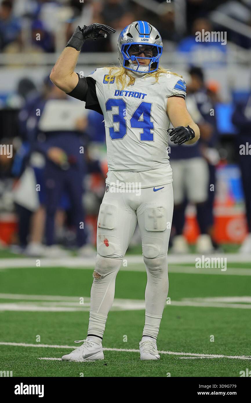 Detroit Lions linebacker Alex Anzalone (34) during an NFL football game ...