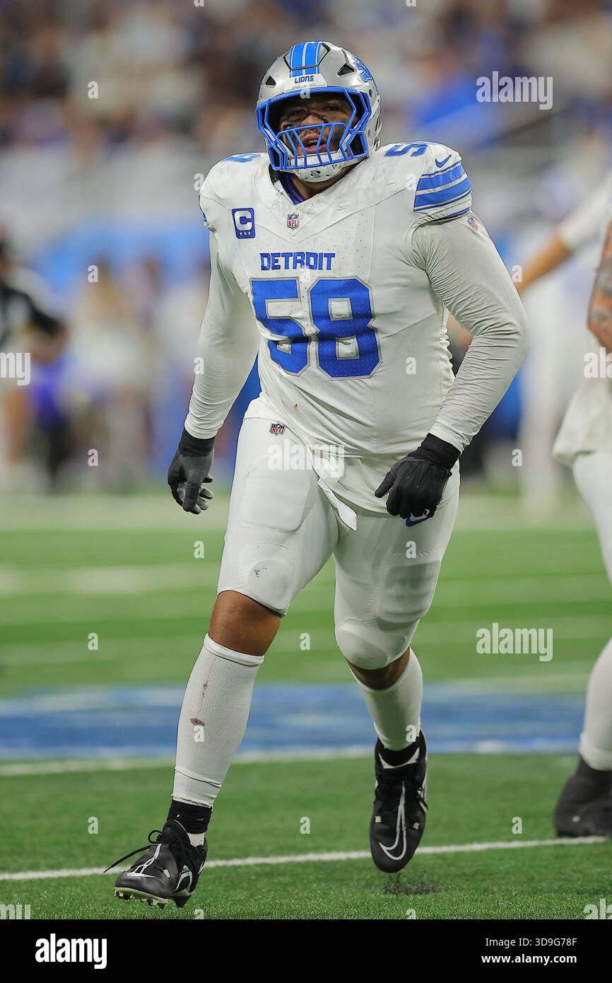 Detroit Lions offensive tackle Penei Sewell (58) during an NFL football ...