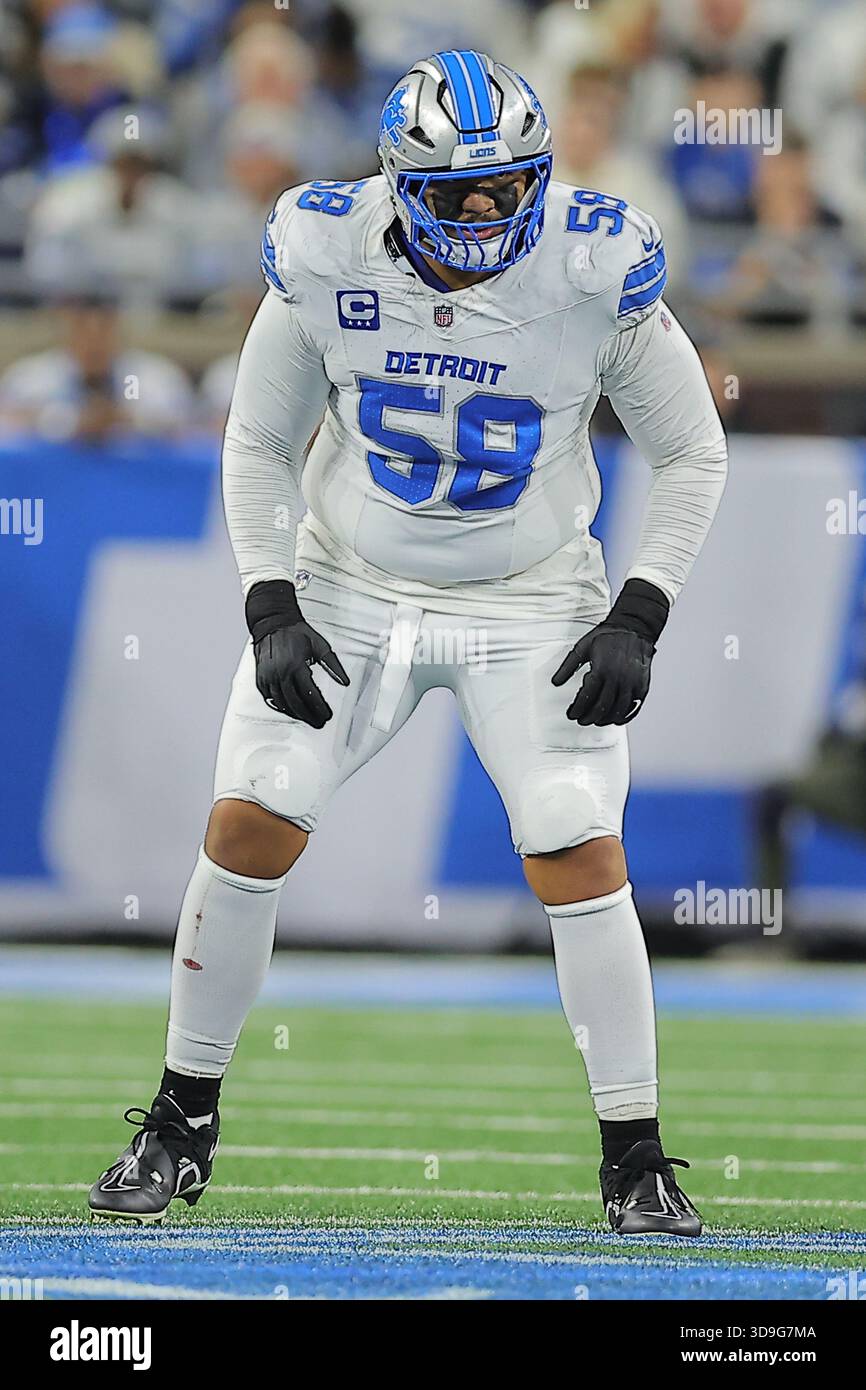 Detroit Lions offensive tackle Penei Sewell (58) during an NFL football ...