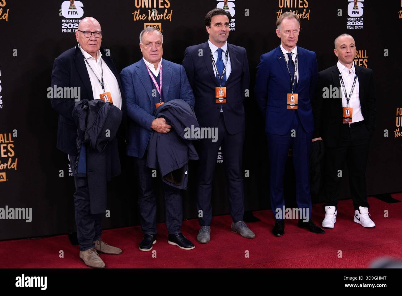 Curacao's coach Dick Advocaat, 2nd left, arrives to attend the draw for ...