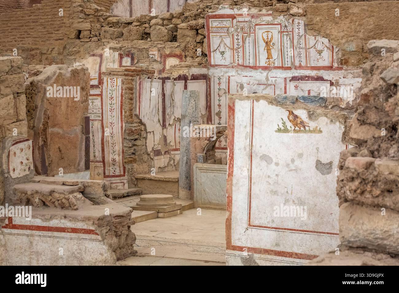 Ruins of ancient Greek city Ephesus. Antique mosaic on the floor of ...