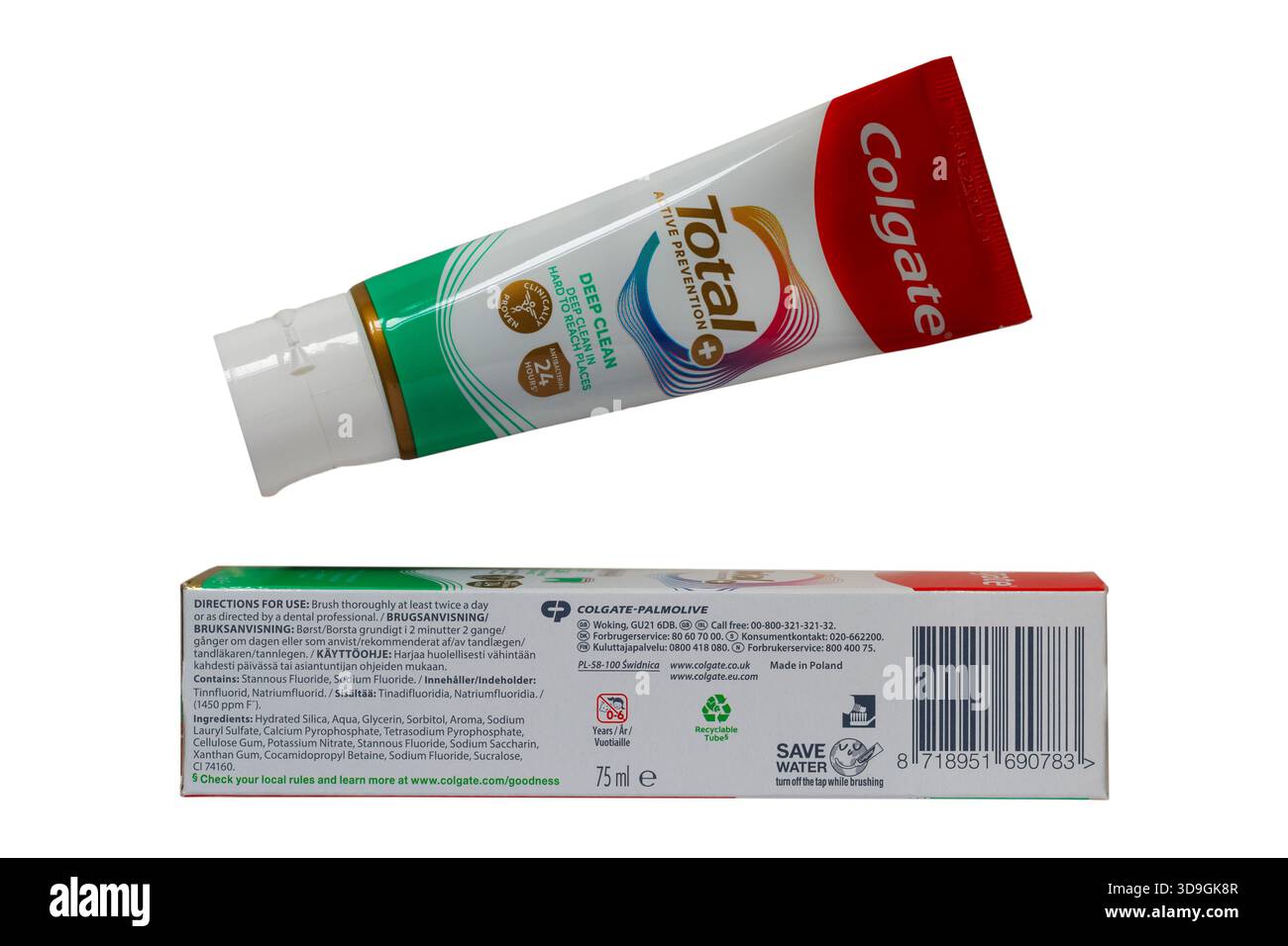 Box of Colgate Total Active Prevention toothpaste with tube removed ...