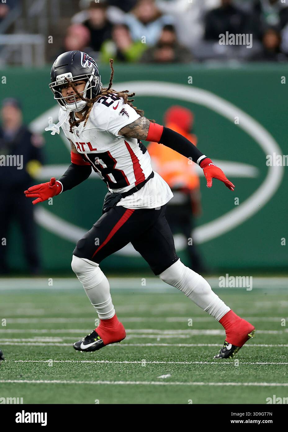 Atlanta Falcons cornerback Mike Ford Jr. (28) defends during an NFL ...