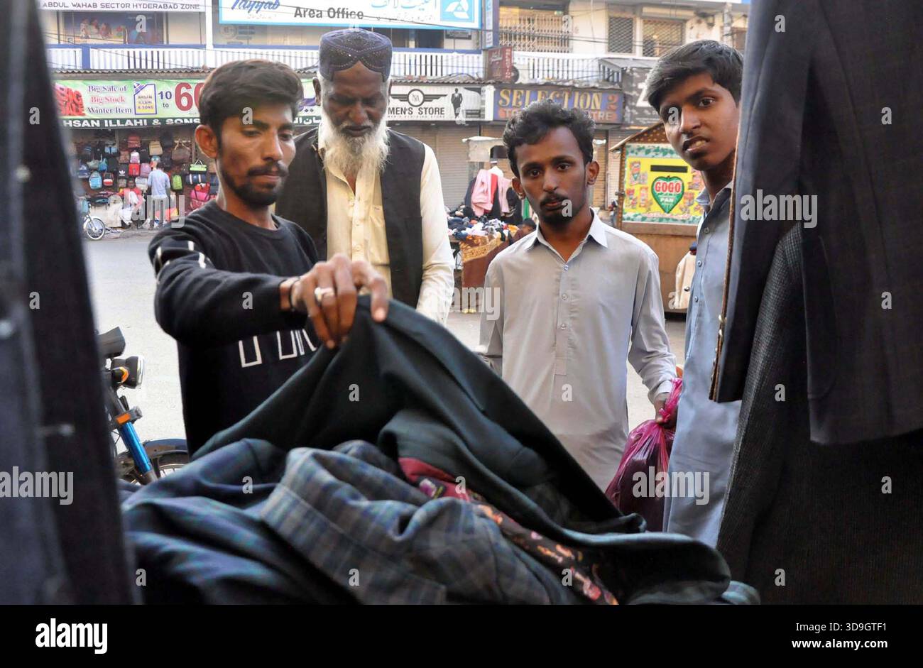 HYDERABAD, PAKISTAN, DEC 05: Warm clothes are being selling at a ...