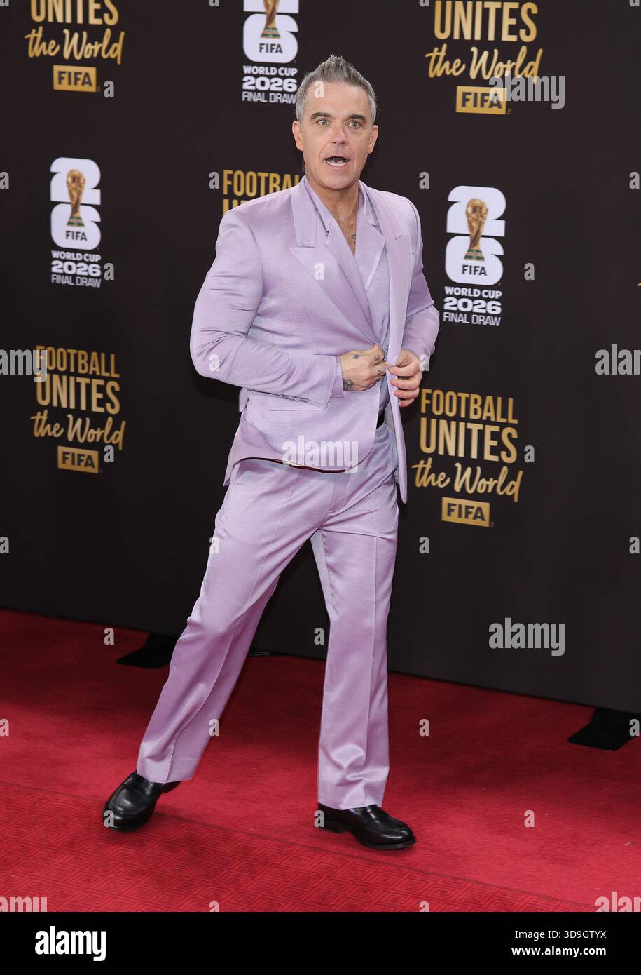 Robbie Williams ahead of the 2026 FIFA World Cup draw at the John F ...