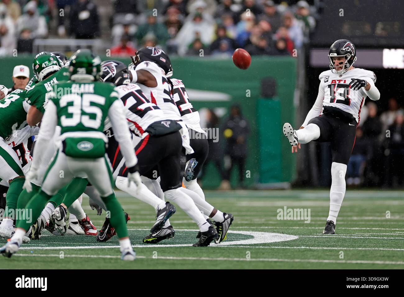 Atlanta Falcons punter Bradley Pinion (13) during an NFL football game ...
