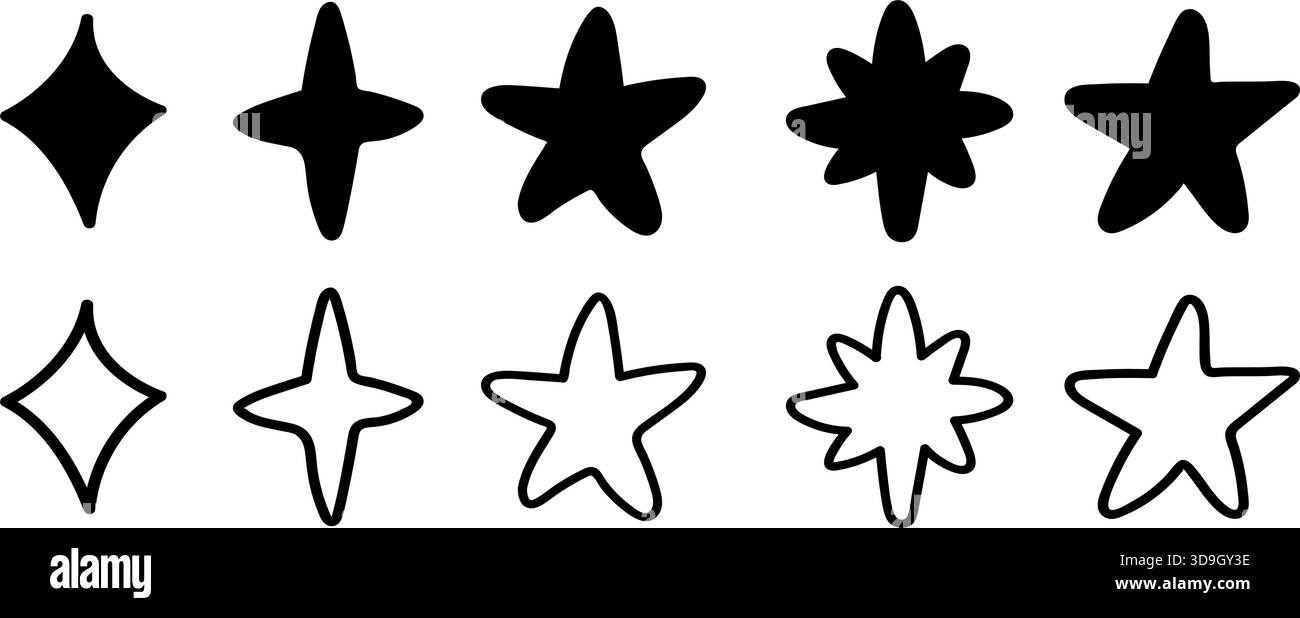 Vector doodle glitter flash Cut Out Stock Images & Pictures - Alamy