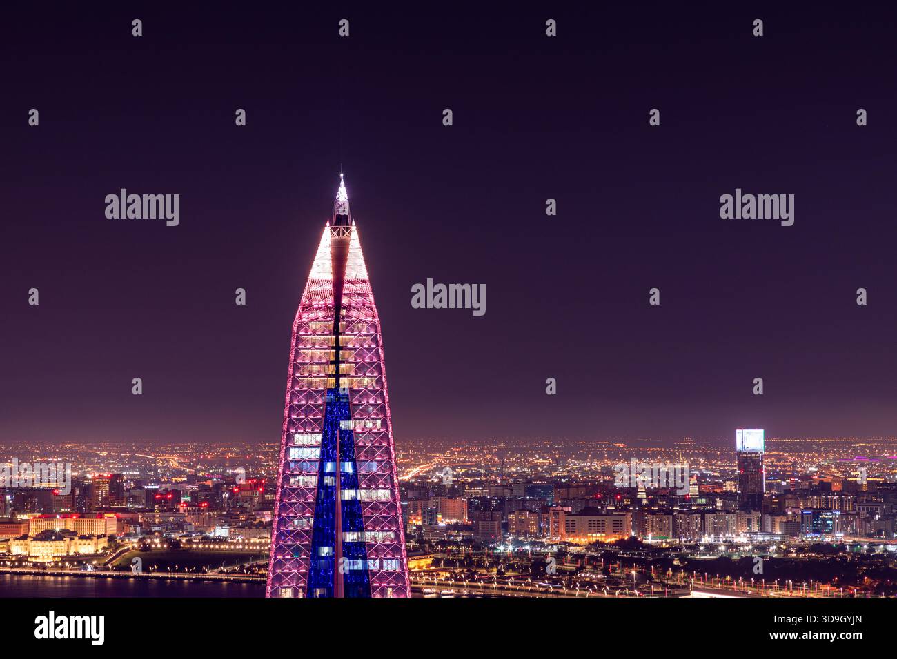 Al Mana Tower, Burj Al Mana, Doha, Qatar: March 18, 2025. A dramatic ...