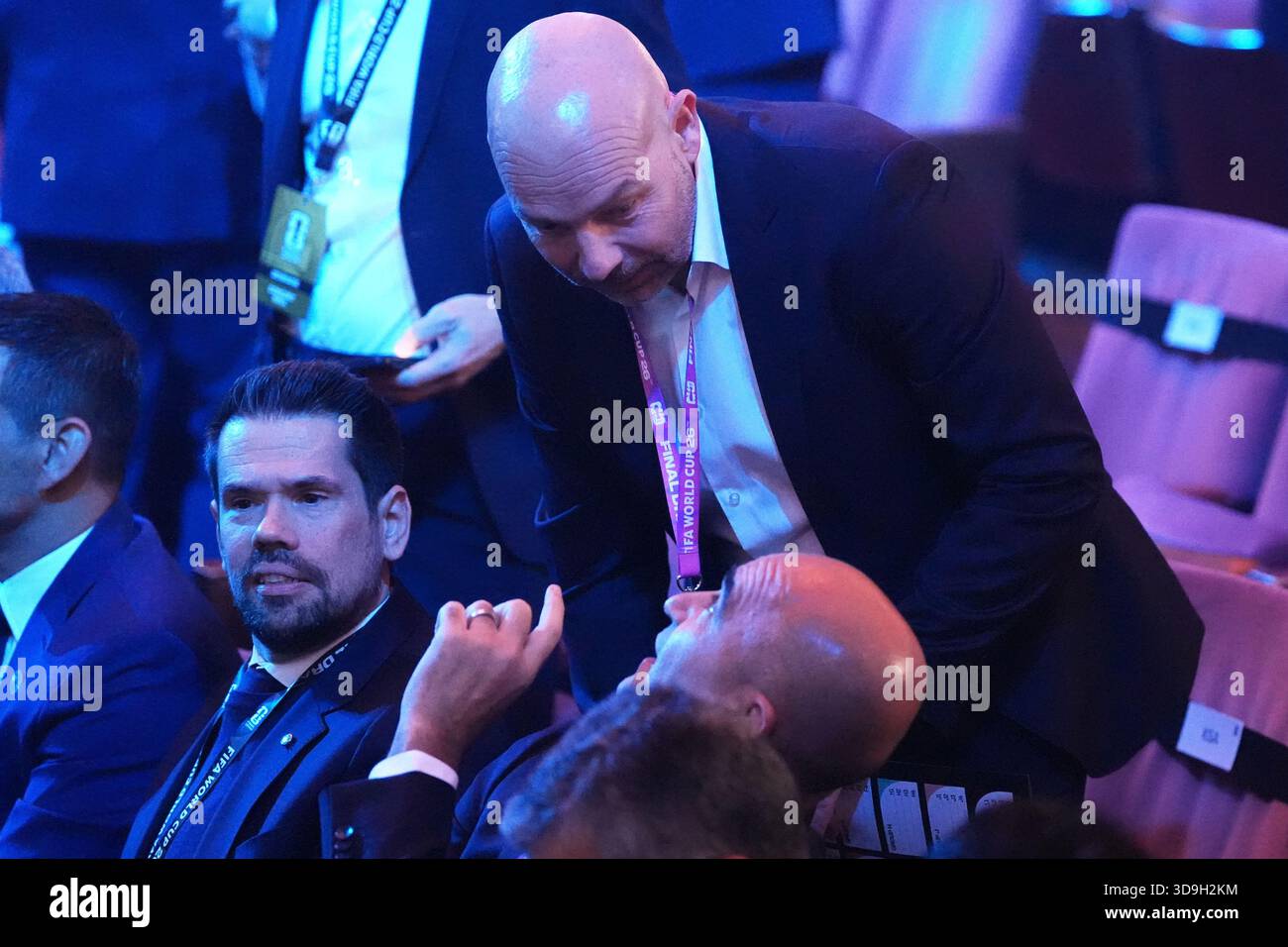 Denmark coach Brian Reimer, top, speaks to Portugal's coach Roberto ...
