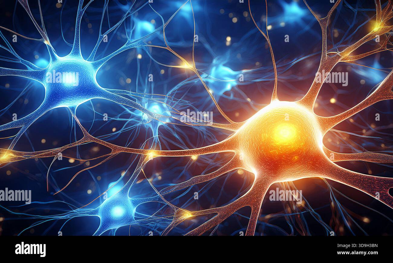Representation of neurons or nerve cells that fires electric signals ...