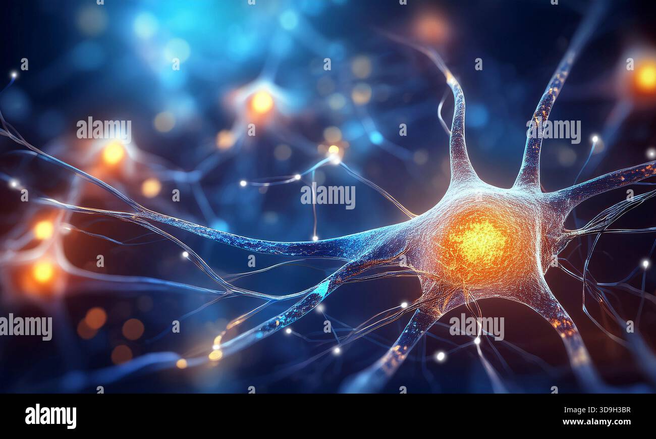 Representation of neurons or nerve cells that fires electric signals ...