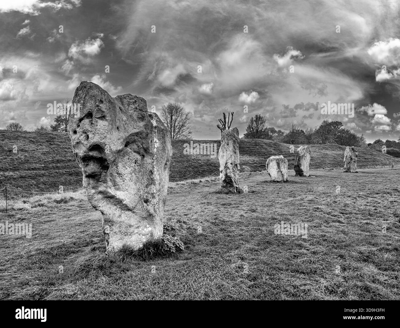 The image is of the 5000 years old Avebury neolithic stone circle that ...