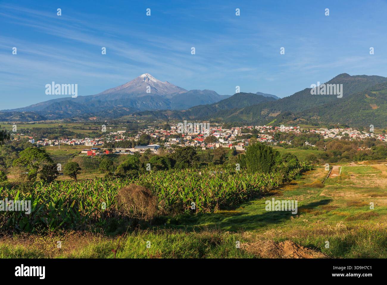 Pico de Orizaba volcano seen from the Magical Town of Coscomatepec in ...