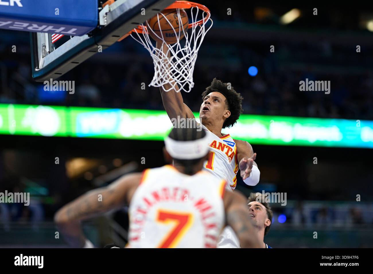 Atlanta Hawks forward Jalen Johnson (1) dunks the ball against the ...
