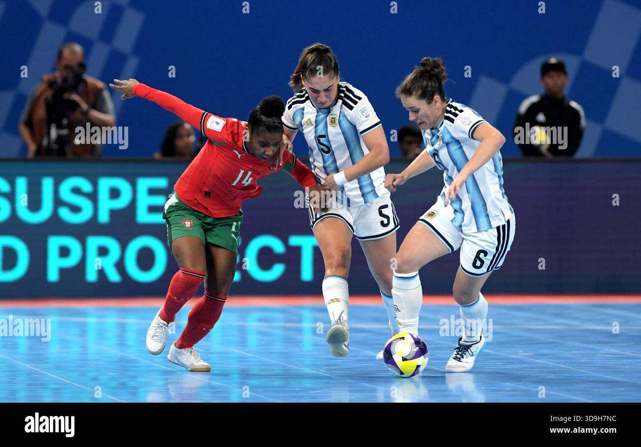 Lidia Patricia Moreira Fortes (L) of Portugal Women Futsal team, Julia ...