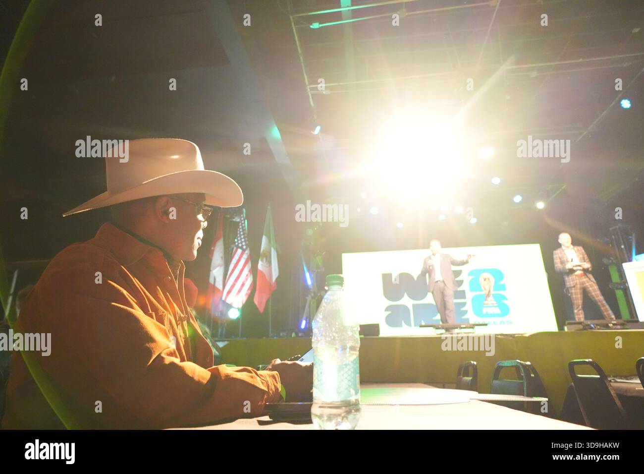 Blake Moorman, of Fort Worth, Texas, attends a watch party for the 2026 ...