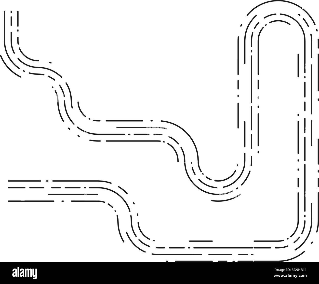 Element contains a dashed-driven movement path with direction-shifting ...