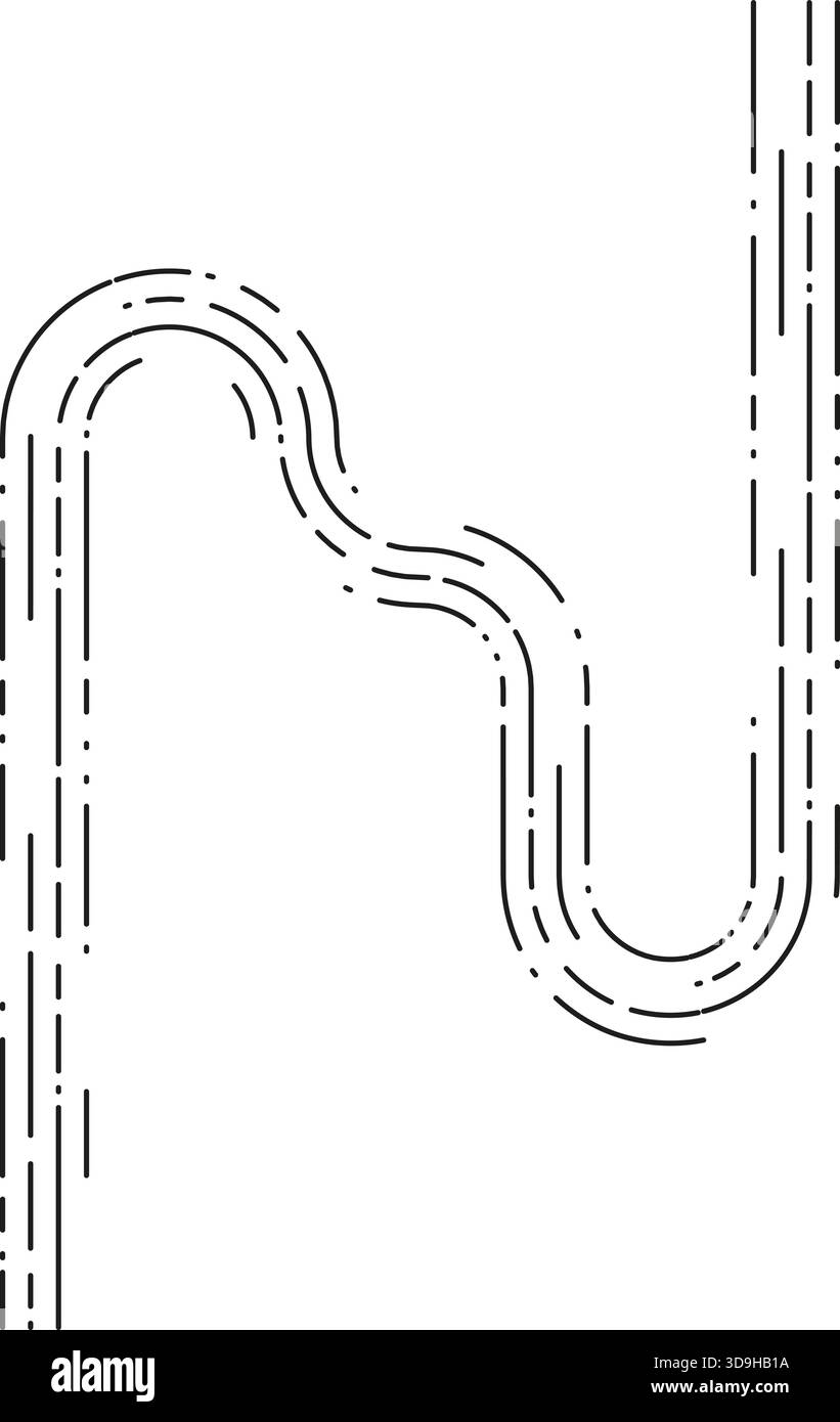 Element illustrates a curved descent trail composed of descending ...