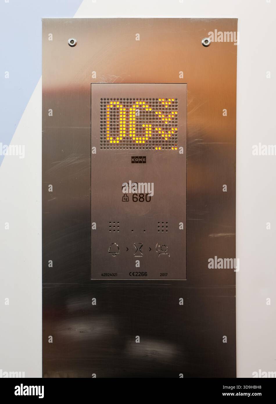 Kiel, Germany - 01. December 2025: Modern elevator control panel ...