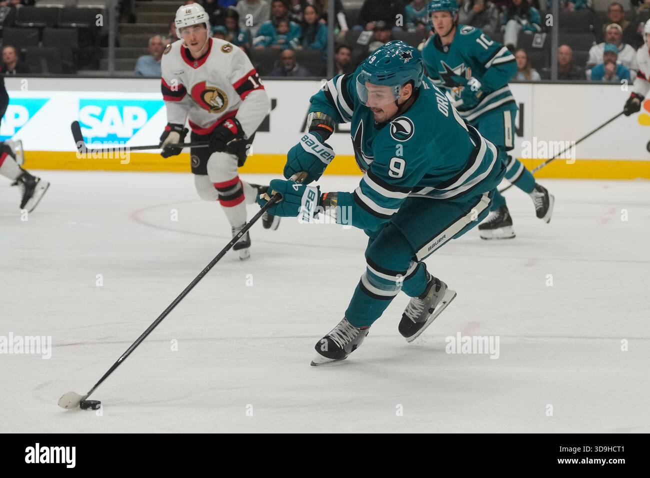 San Jose Sharks defenseman Dmitry Orlov (9) during an NHL hockey game ...