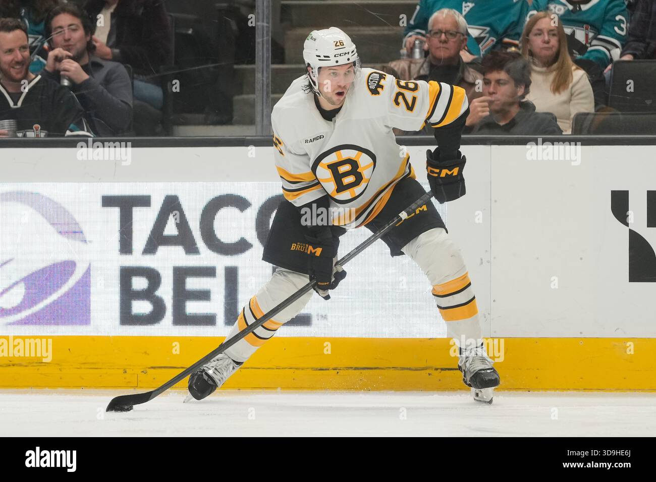 Boston Bruins defenseman Andrew Peeke (26) during an NHL hockey game ...