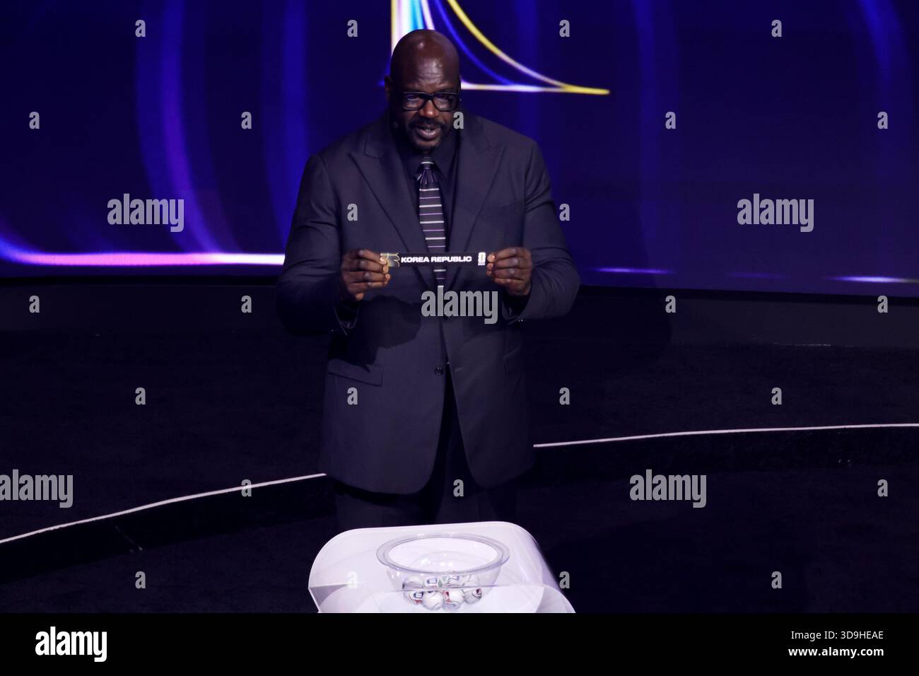 Shaquille O'Neal draws Korea Republic from pot 2 during the 2026 FIFA ...