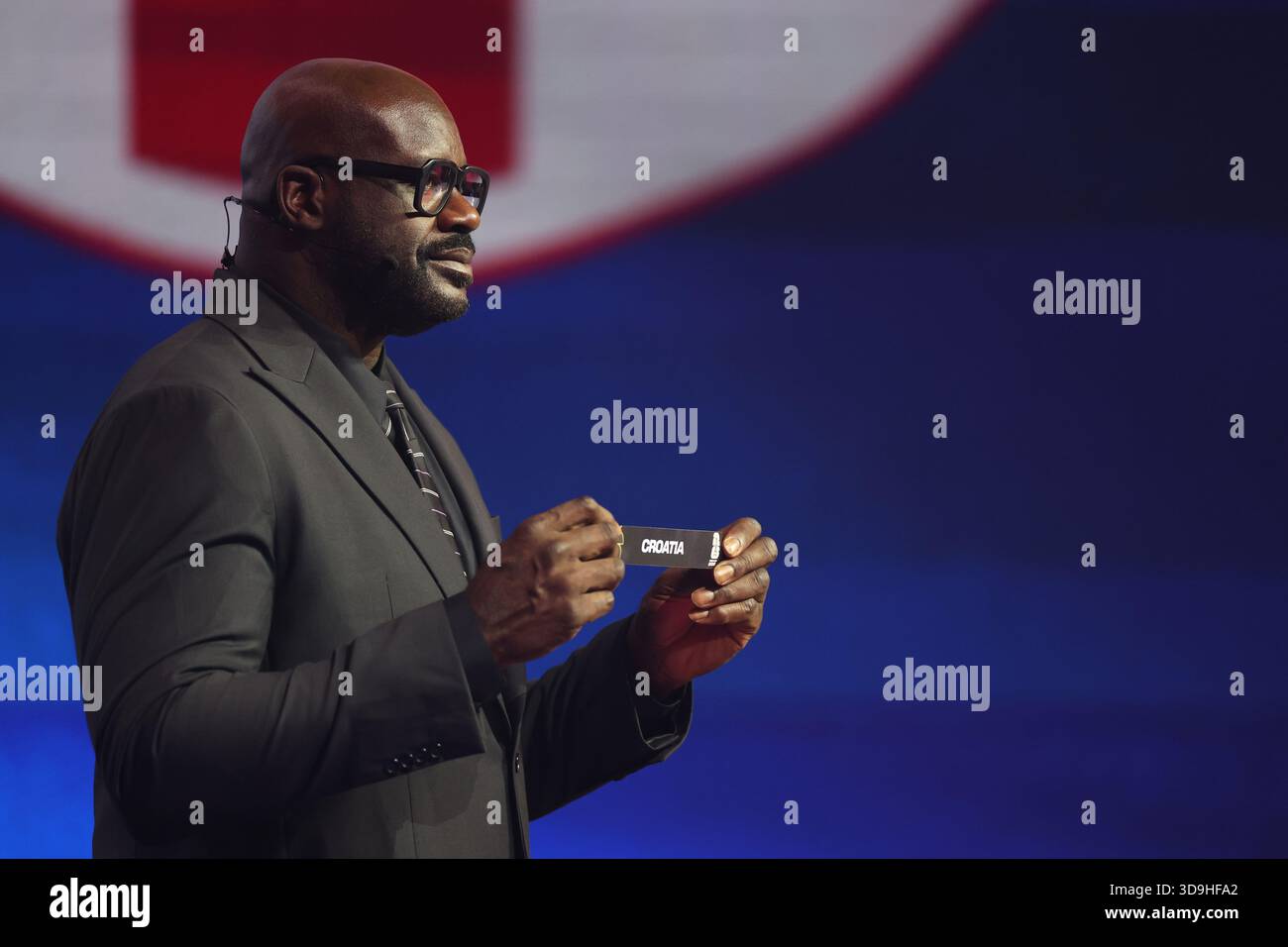 Former NBA player Shaquille O'Neal displays Croatia during the draw for ...