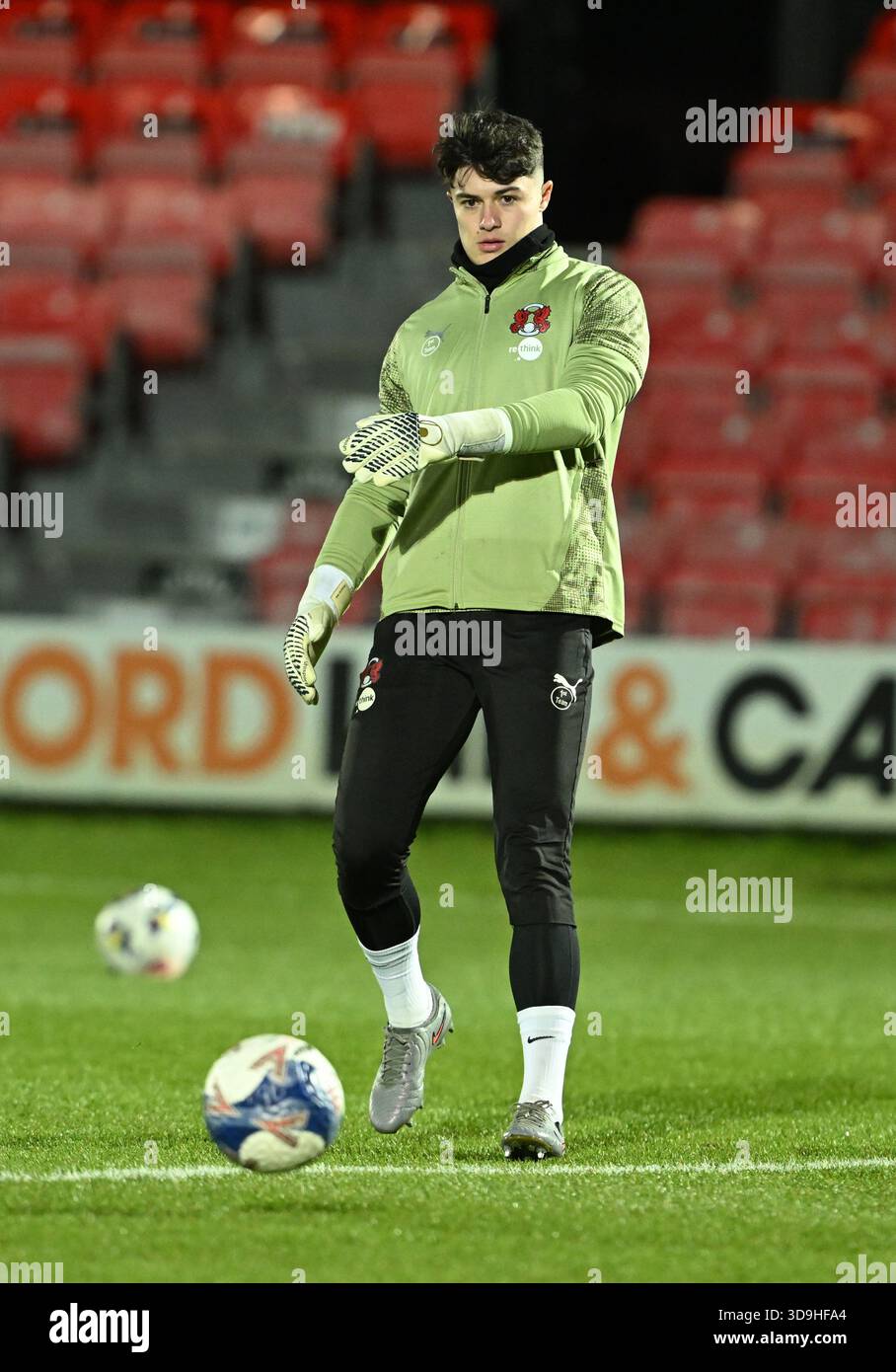 Leyton Orient's Tommy Simkin warms up before during the FA Cup 2nd ...