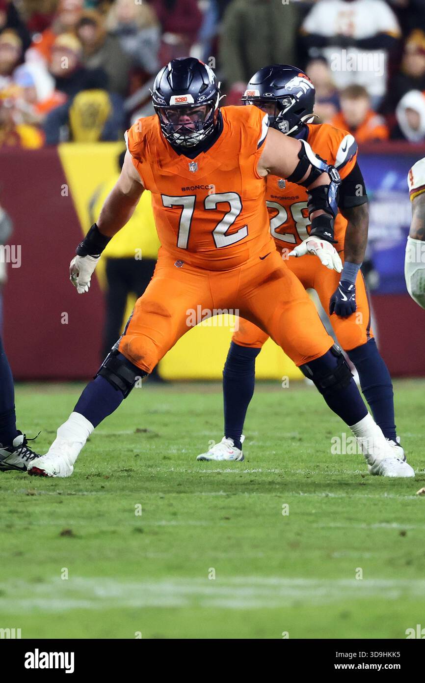 Denver Broncos offensive tackle Garett Bolles (72) blocks during an NFL ...