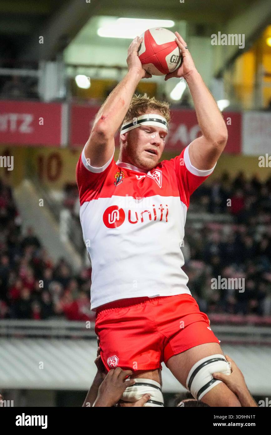 Heath BACKHOUSE of Biarritz Olympique PB during the Pro D2 match ...