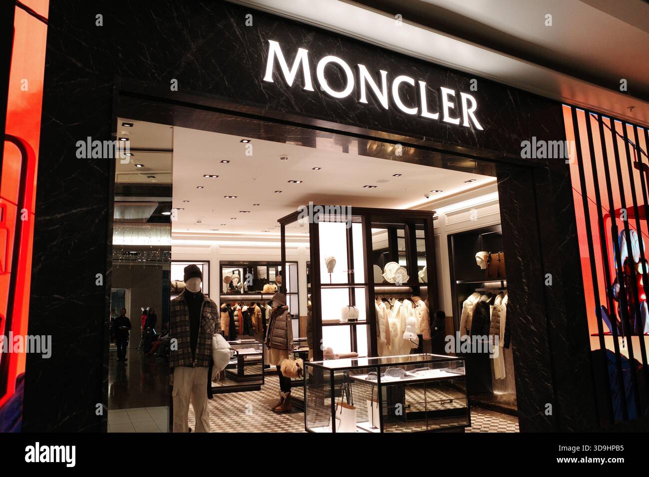 Moncler storefront and signage at Heathrow Airport in London, England ...
