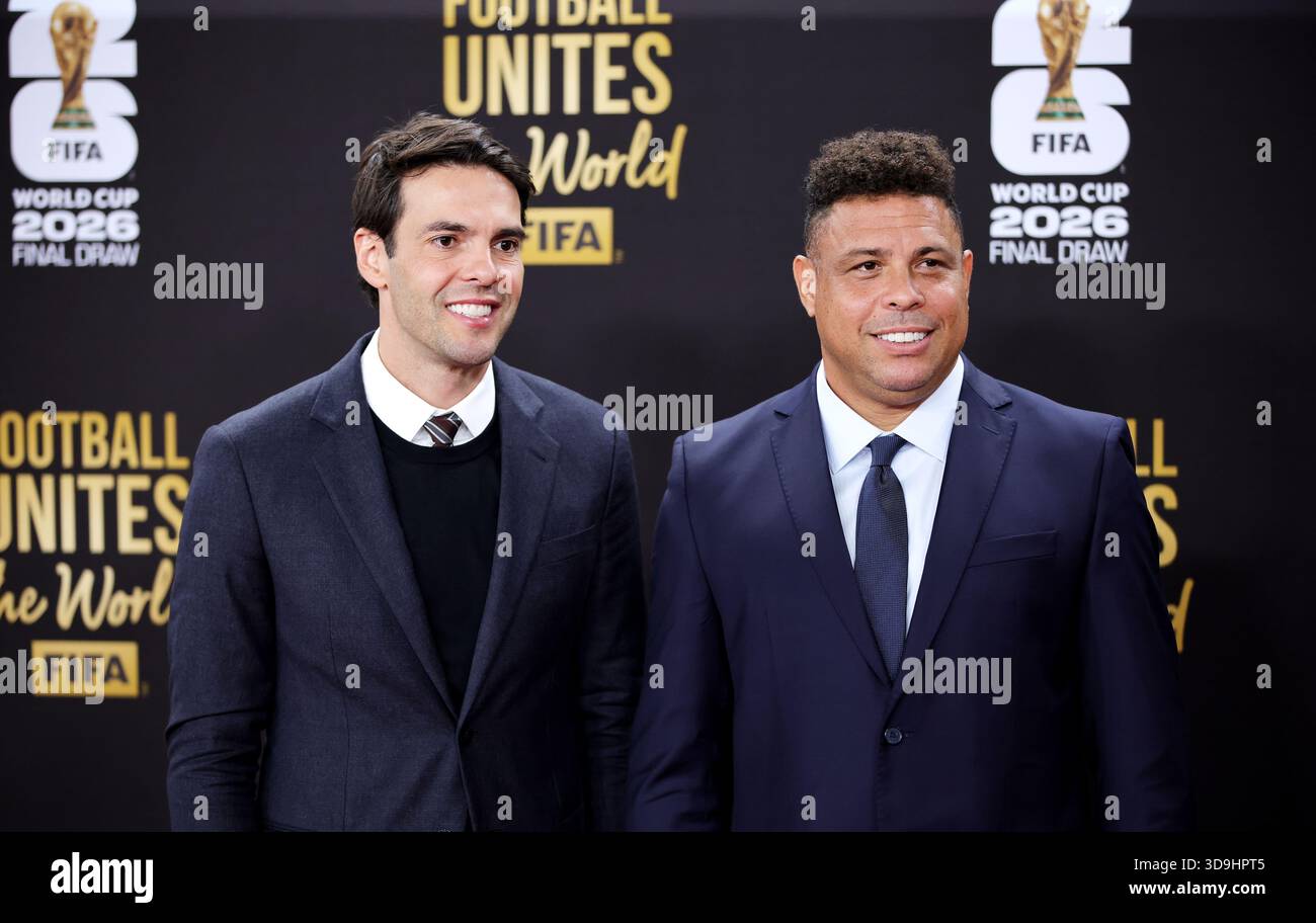 Ronaldo and Kaka ahead of the 2026 FIFA World Cup draw at the John F ...