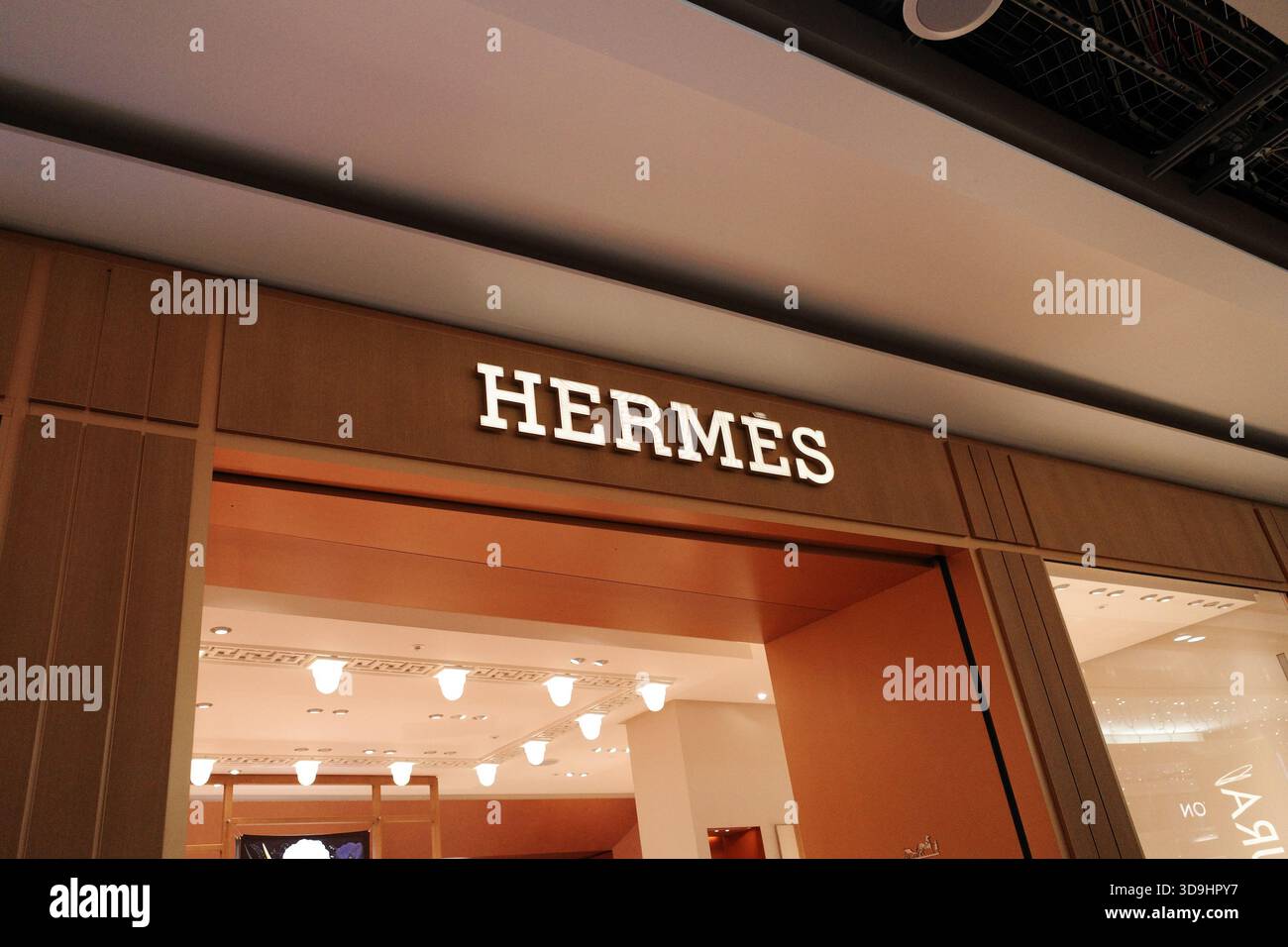 Hermès storefront and signage at Heathrow Airport in London, England ...
