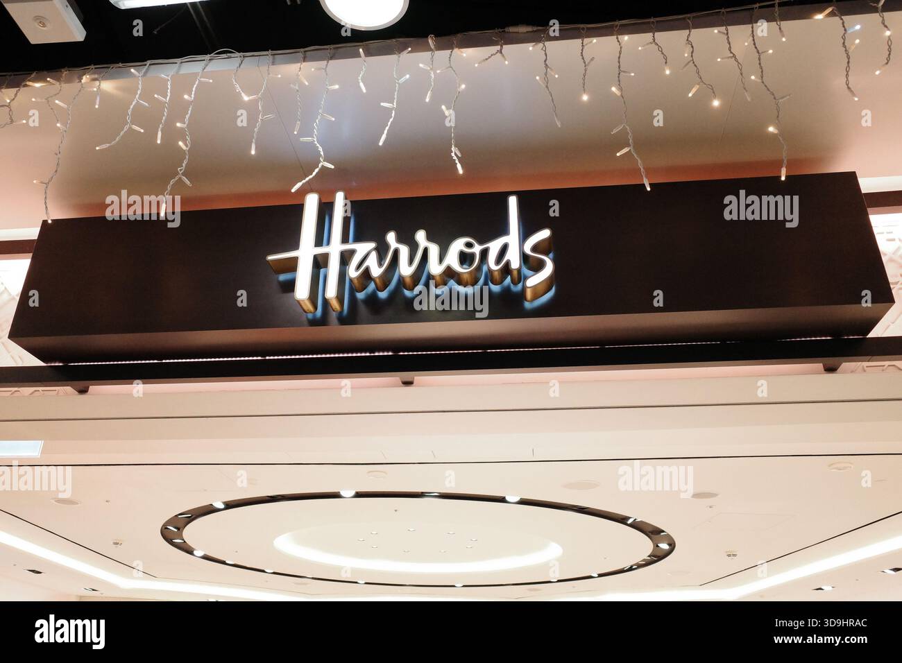 Harrods storefront and signage at Heathrow Airport in London, England ...