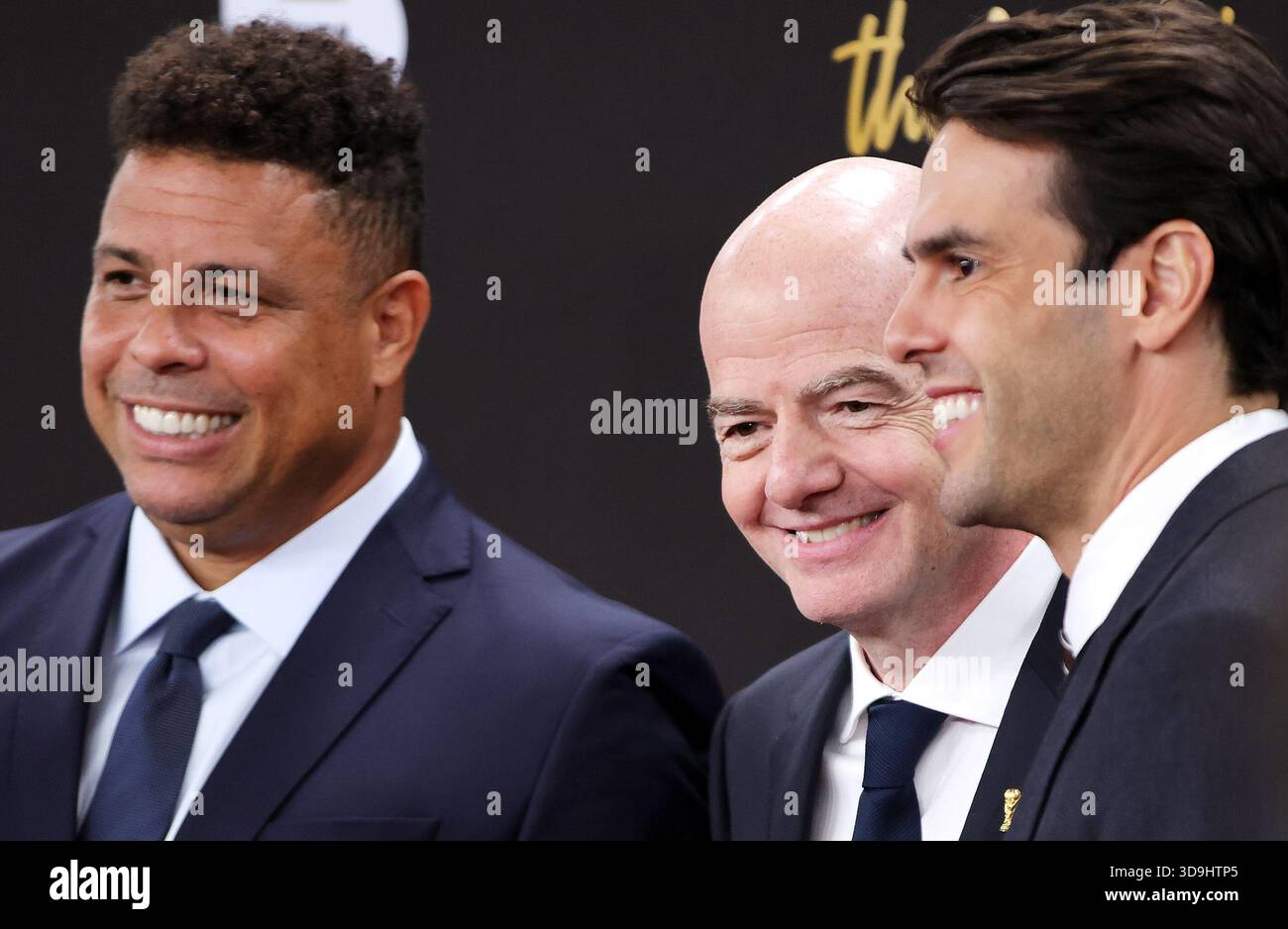 FIFA President Gianni Infantino (centre) with Kaka and Ronaldo ahead of ...