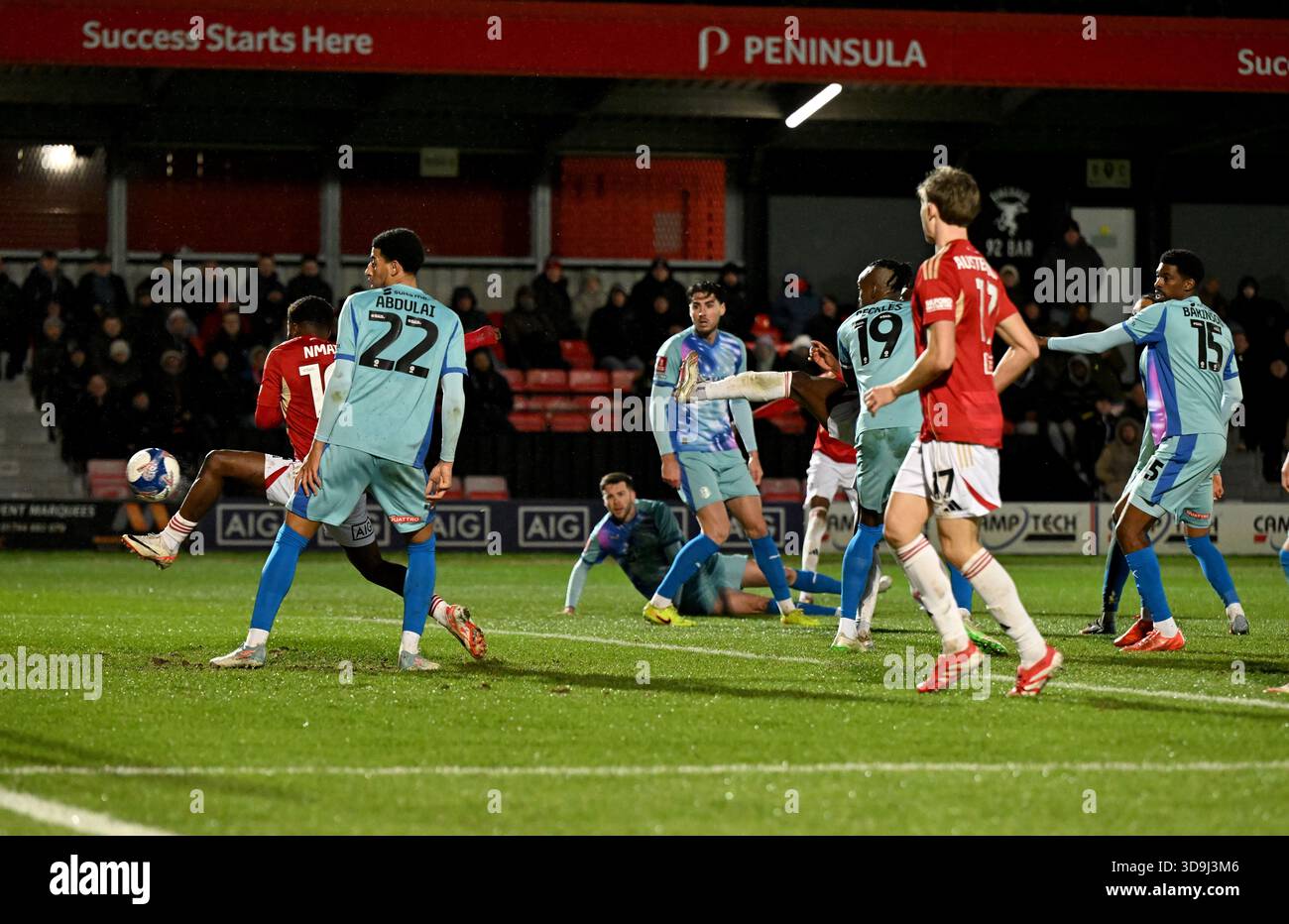 Salford City's Kallum Cesay (not pictured) scores their side's second ...