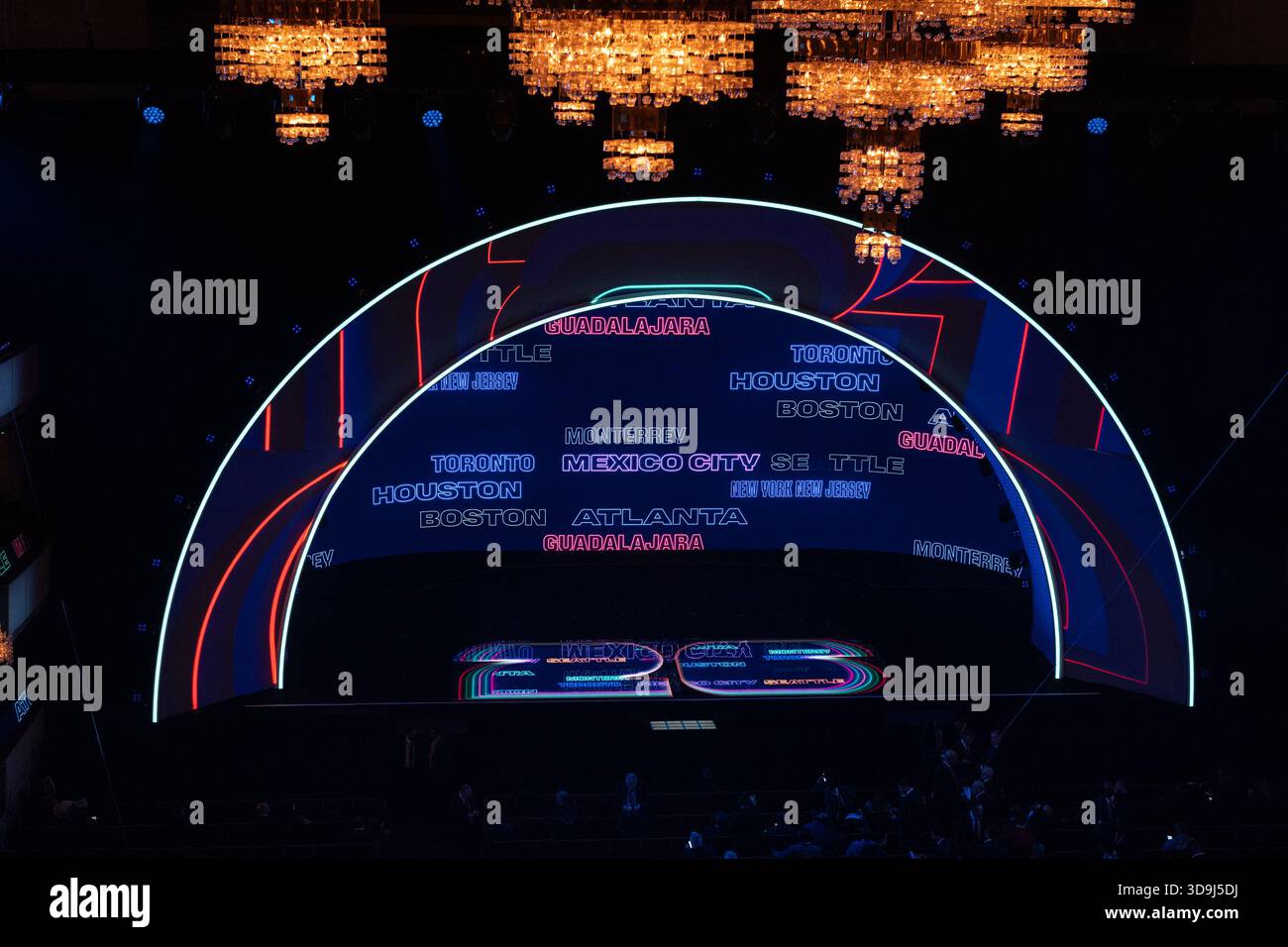 Stage set up for the 2026 FIFA World Cup draw at the John F. Kennedy ...