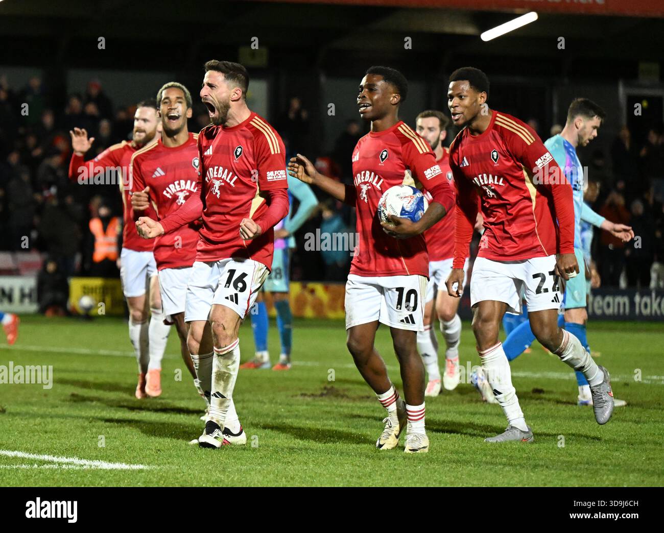 Salford City's Fabio Borini celebrates scoring their side's third goal ...