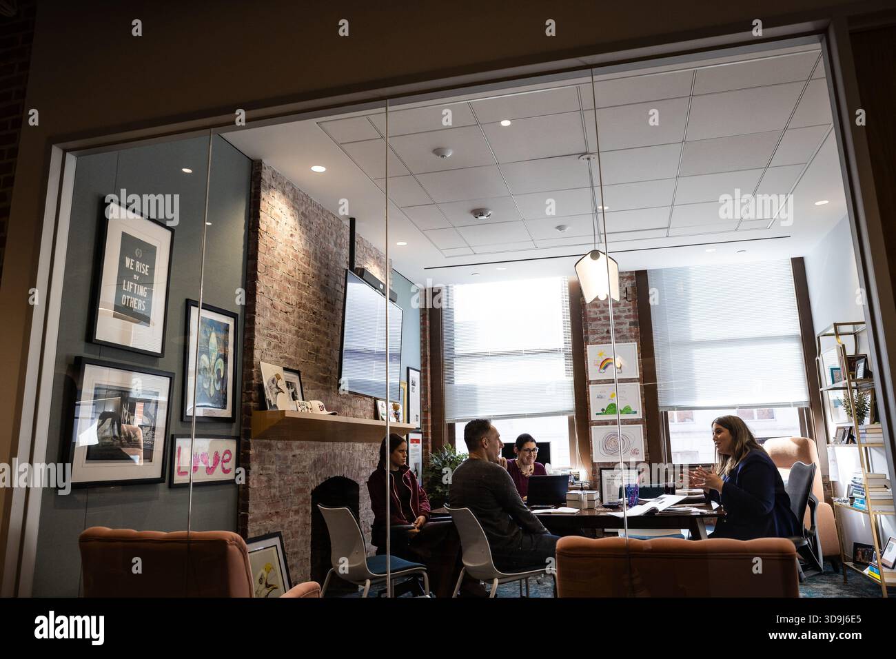 Democracy Forward President and CEO Skye Perryman, at right, gives an ...