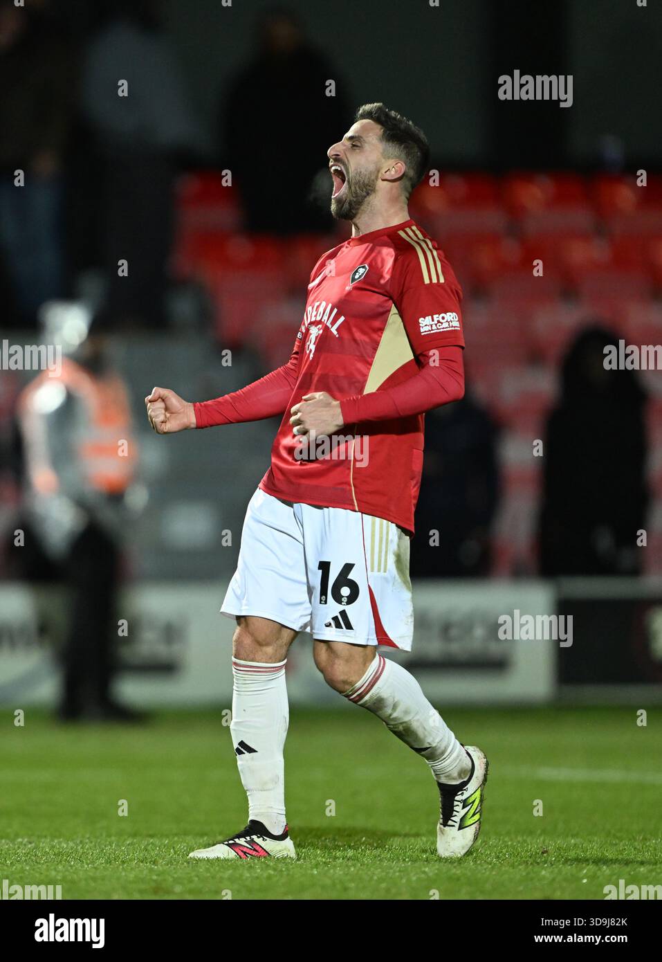 Salford City's Fabio Borini celebrates at the final whistle after the ...