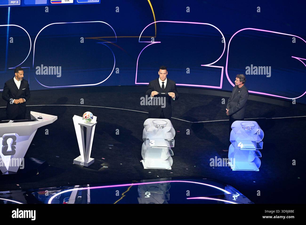 Names of countries are drawn by Aaron Judge during the Final Draw for ...