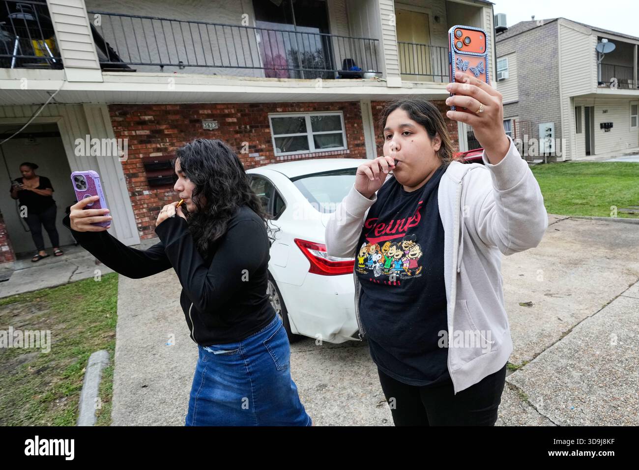 People blow whistles and film Customs and Border Patrol commander ...