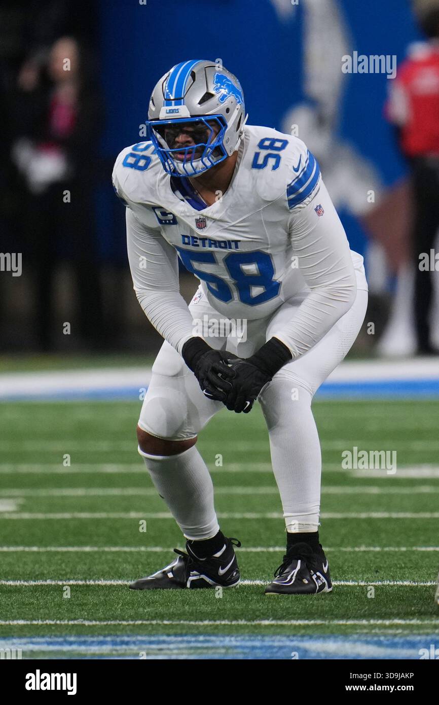 Detroit Lions offensive tackle Penei Sewell (58) plays against the ...