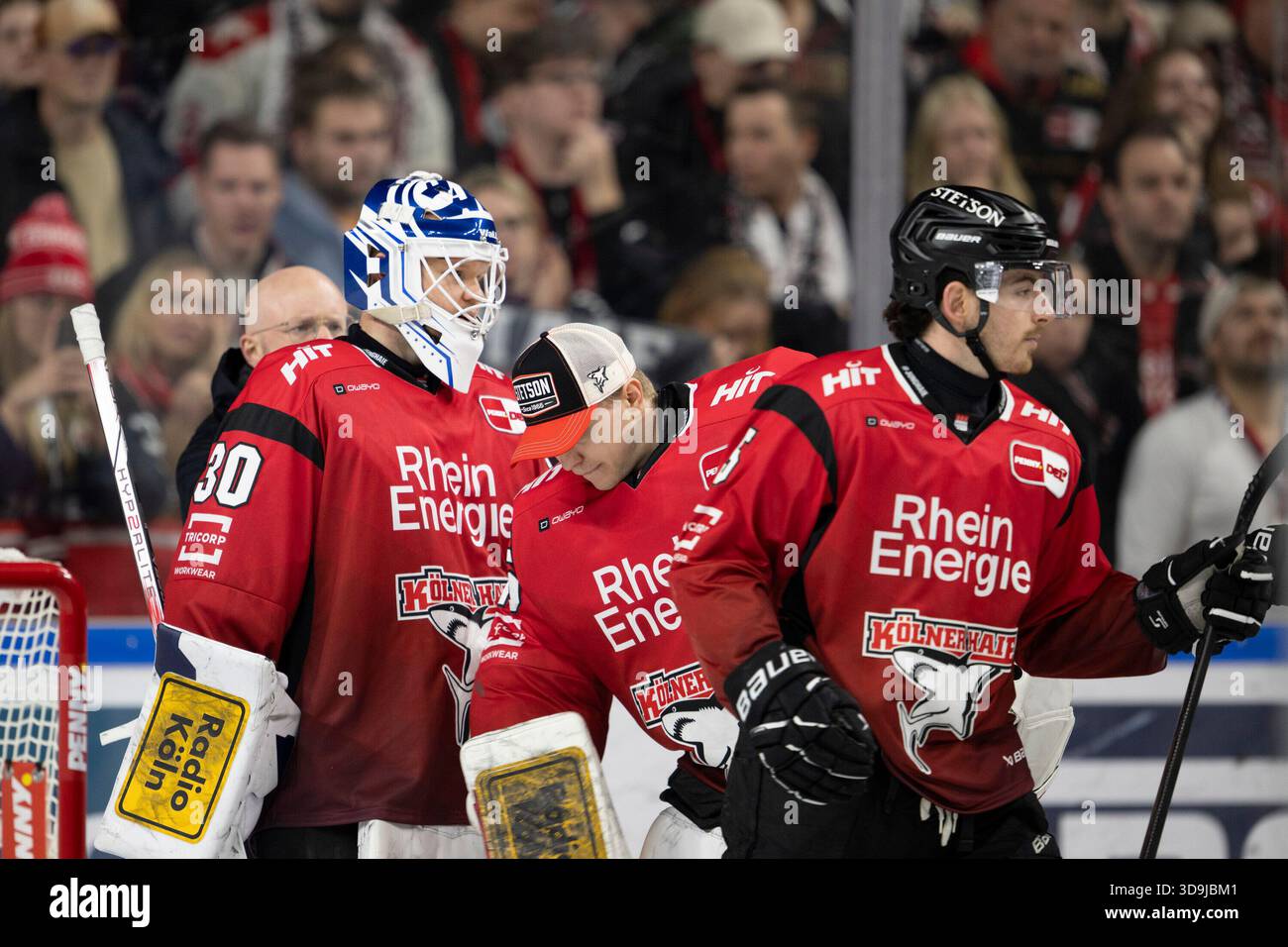 Janne Juvonen (Cologne Sharks, goaltender, #30); Tobias Ancicka ...